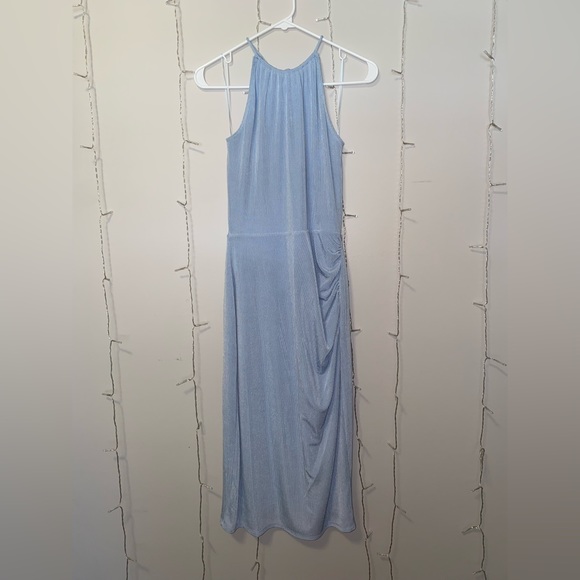 Wayf | Dresses | Wayf Formal Halter Midi Dress Form Fitting Shiny Baby ...